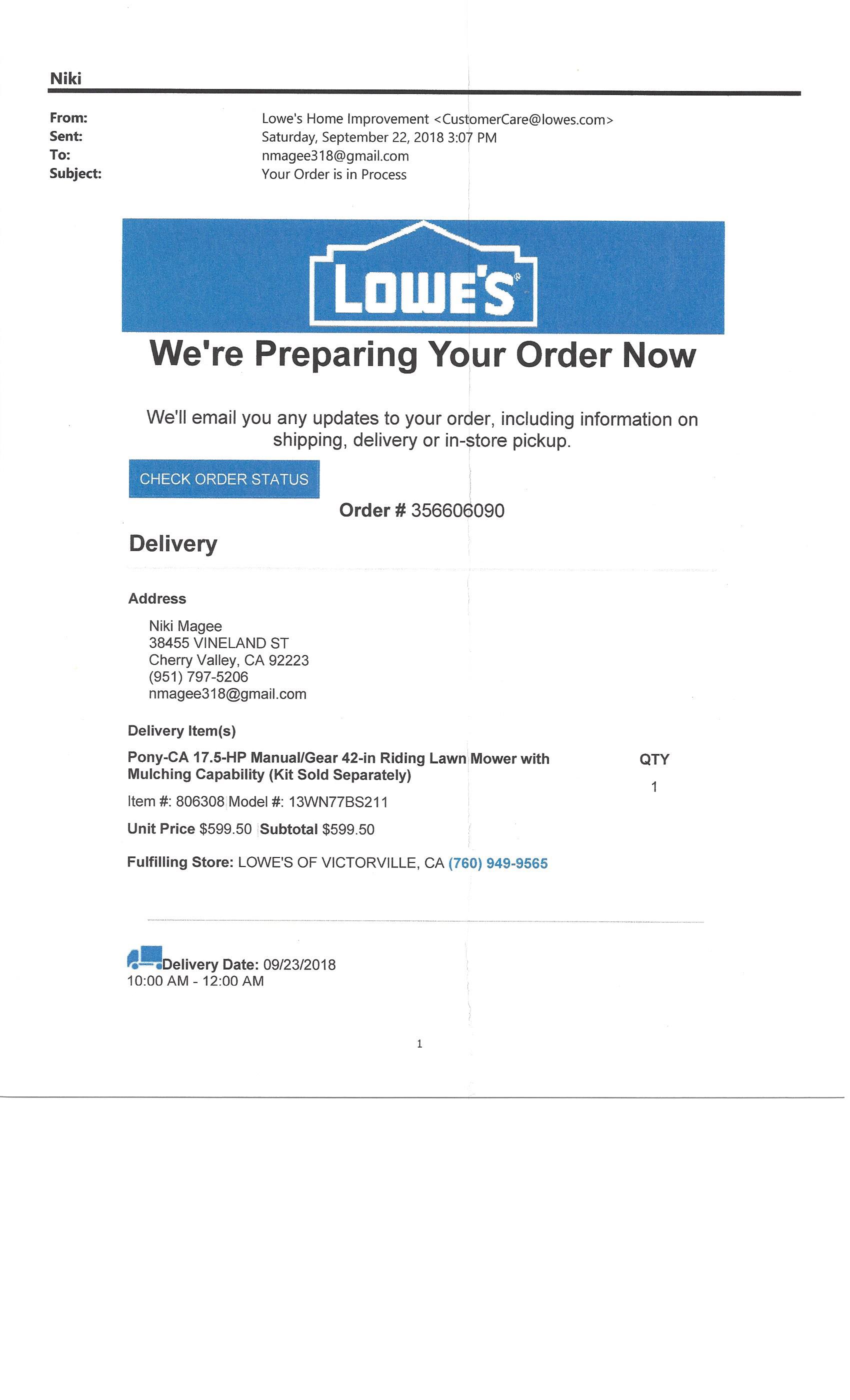 Template Lowes Online Receipt